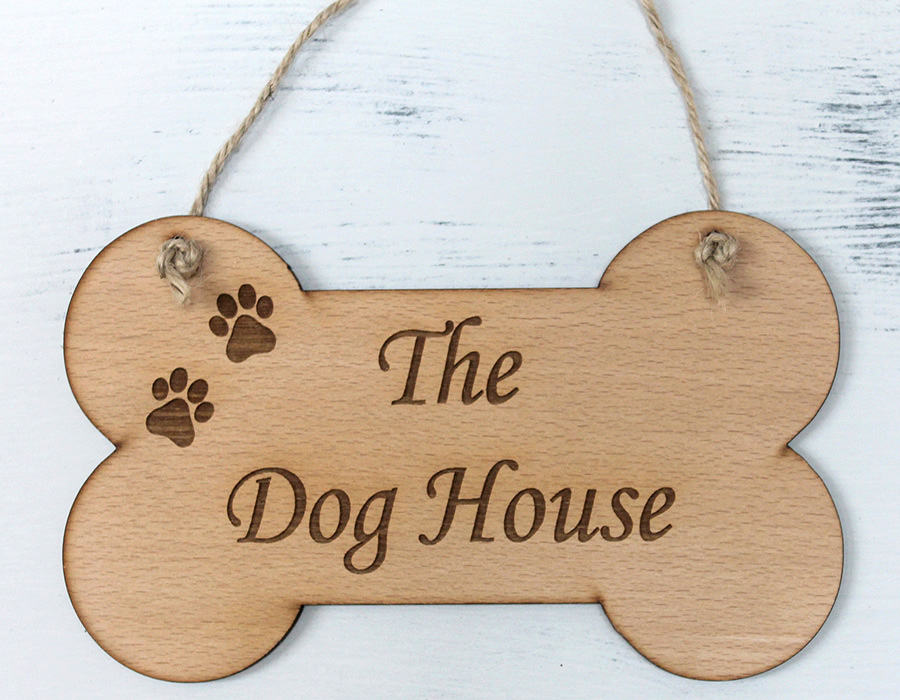 Large Cherry Wood Dog Sign – MadeAt94